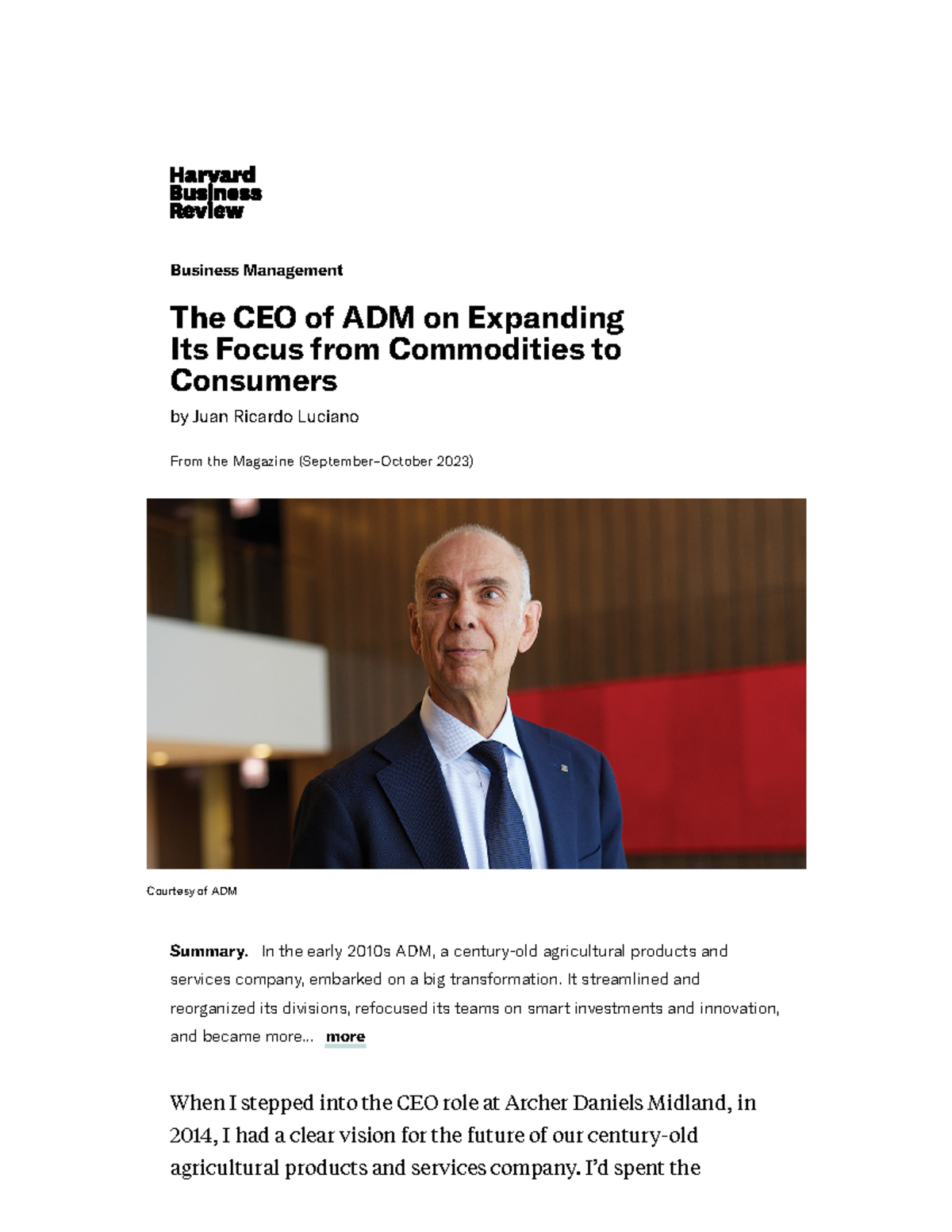 ADM-2023 - thegrg tertert - Business Management The CEO of ADM on ...