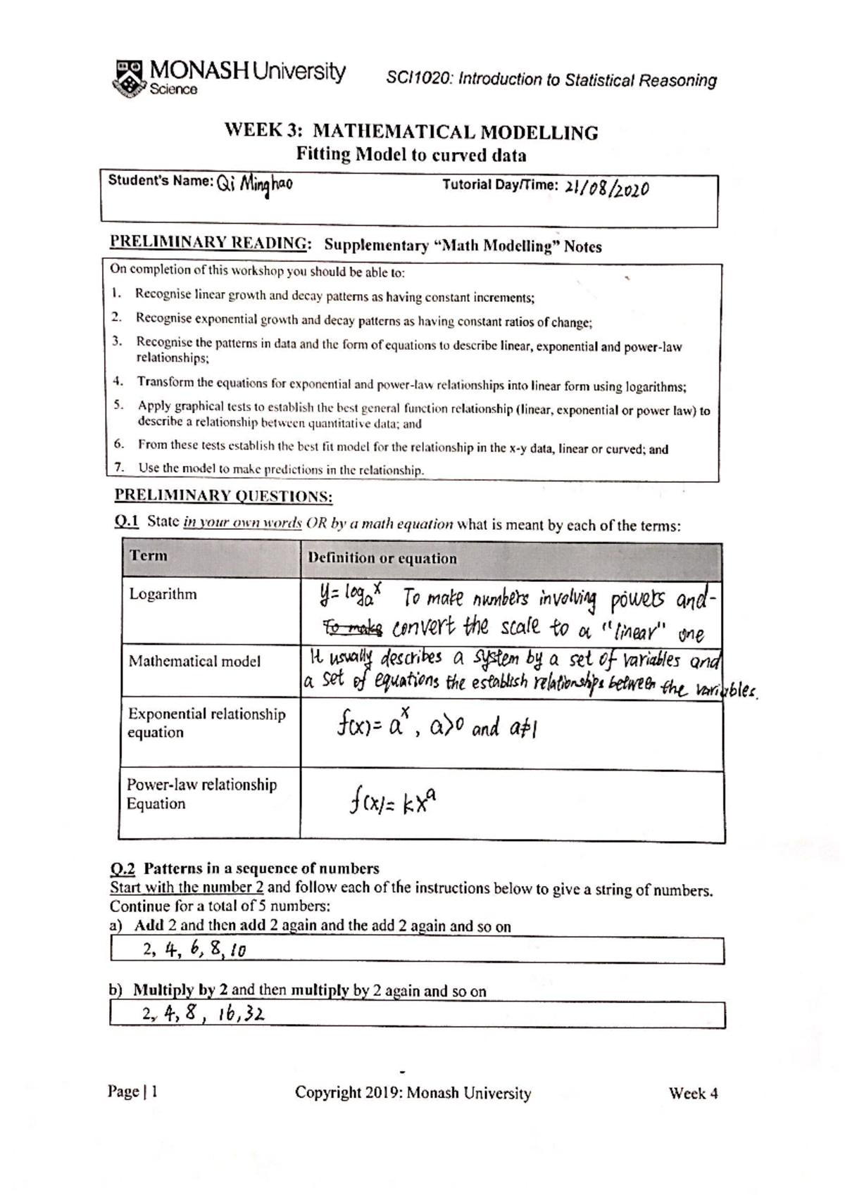 Week3 worksheet - introduction to statistic - Studocu