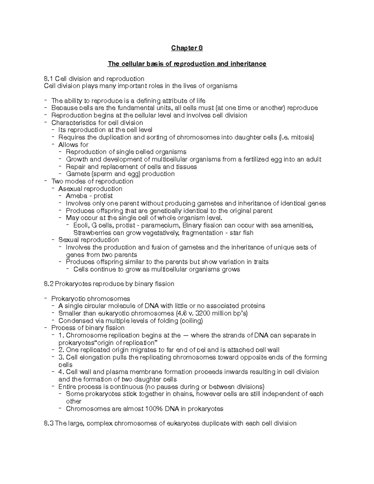 Chapter 8 - Dr. Salvatore Sparace - Chapter 8 The cellular basis of ...