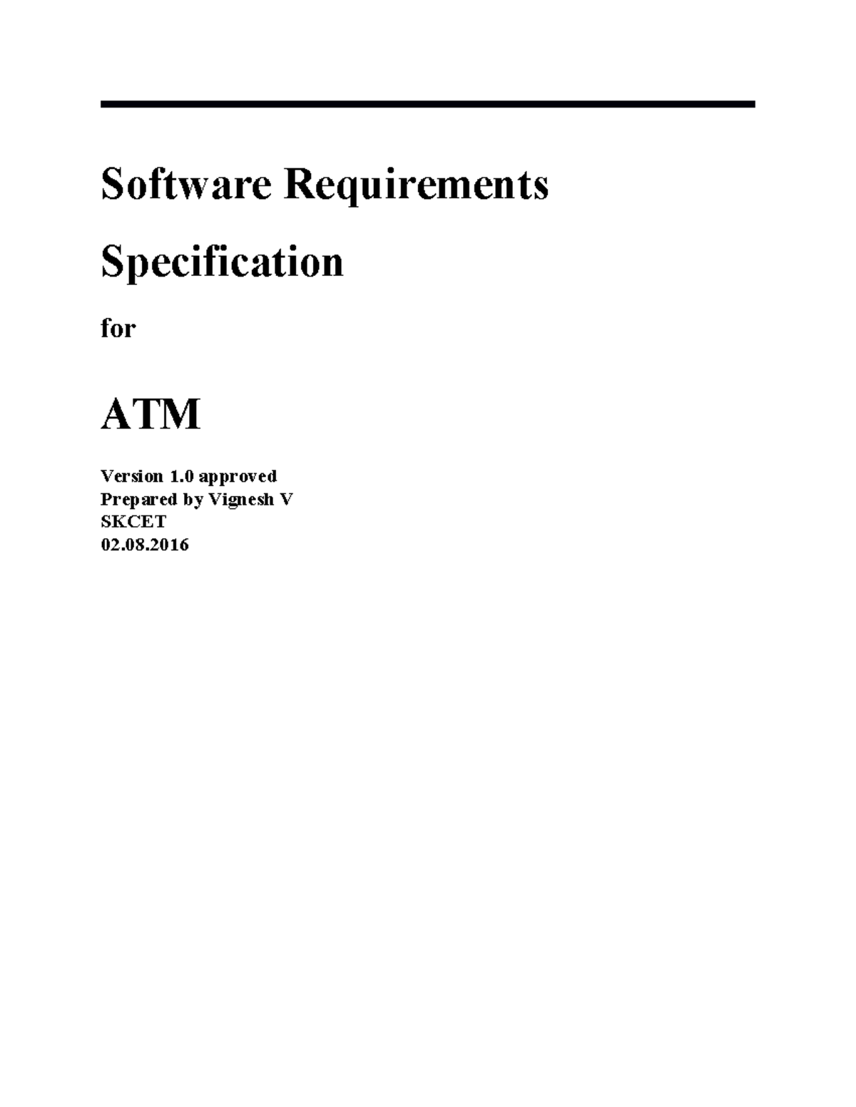 Pdfcoffee.com srs-for-atm-pdf-free - Software Requirements ...