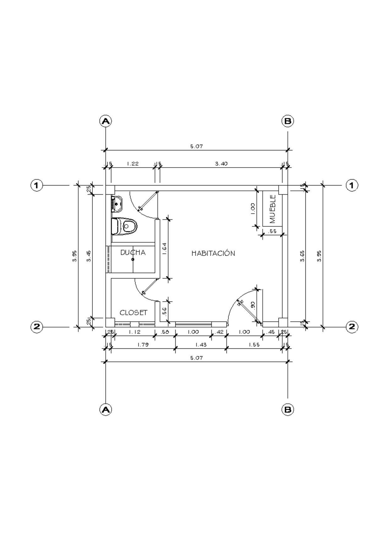 Plano.-Model - apuntes - Algebra lineal - MUEBLE CLOSET DUCHA 1 .15. 1 ...