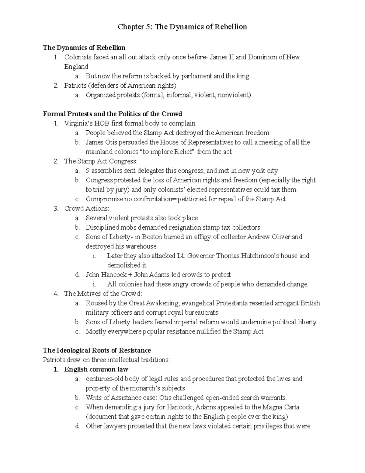 5-2 notes - Chapter 5: The Dynamics of Rebellion The Dynamics of ...