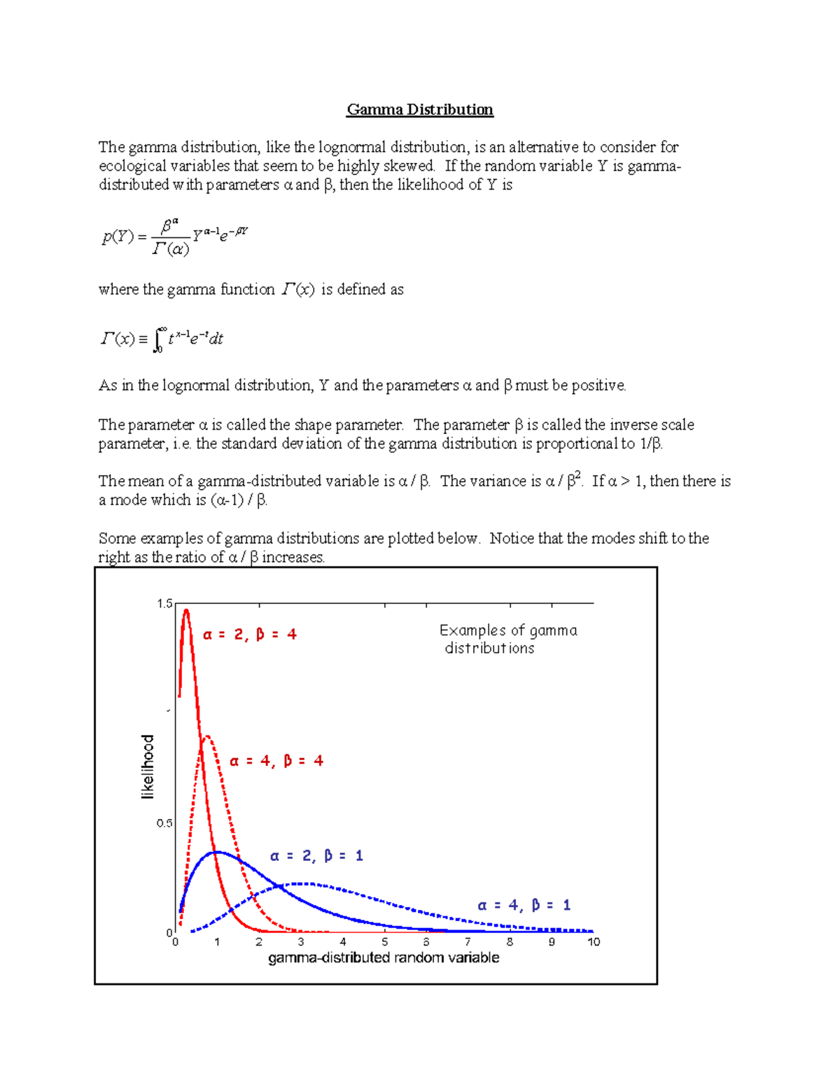 Gamma Distribution - Gamma Distribution The gamma distribution, like ...