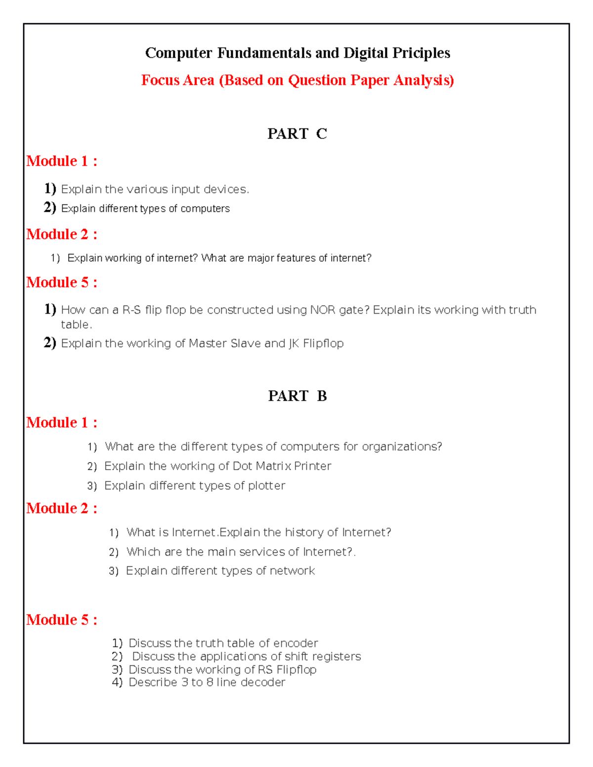 Focus Area Computer Fundamentals and Digital principles - Computer Fundamentals and Digital ...