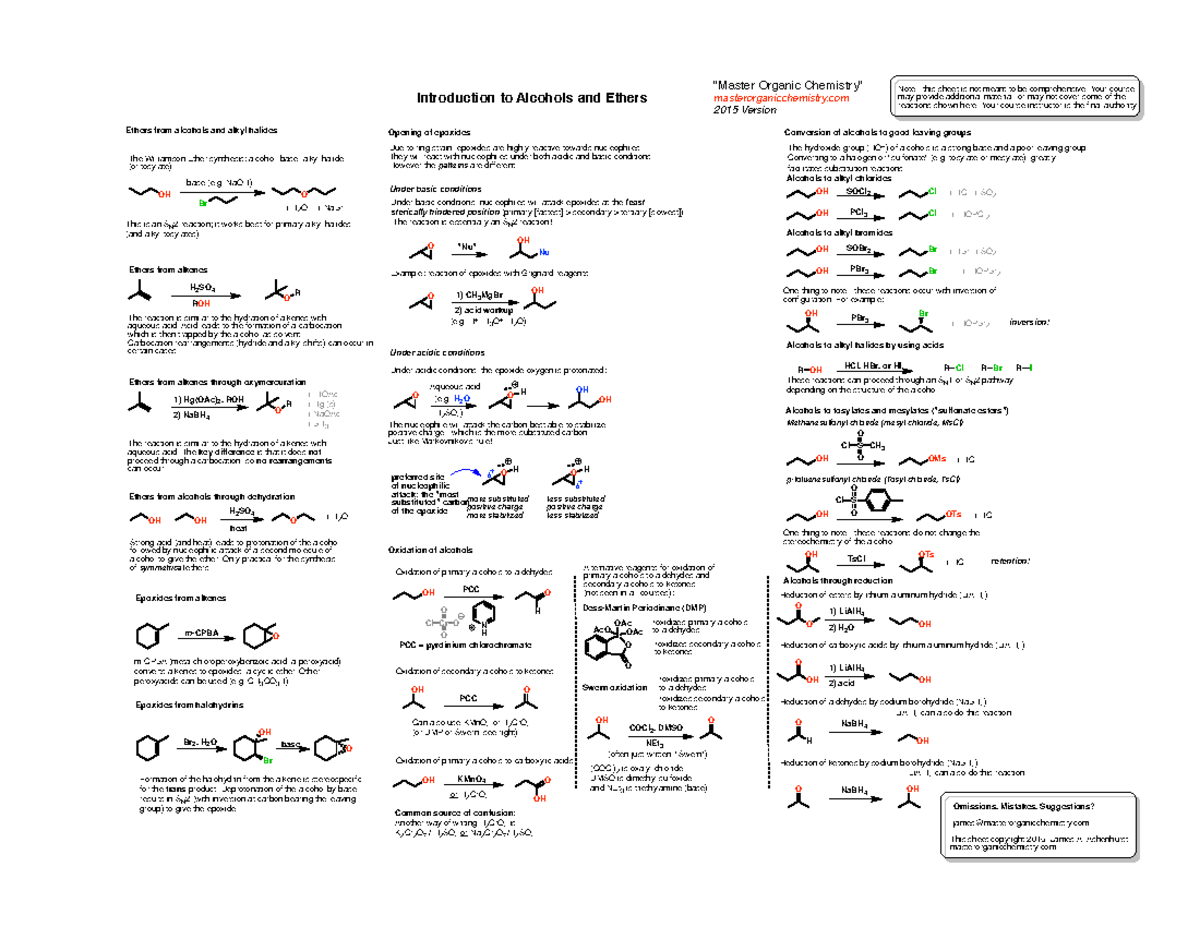 Organic chemistry 2 samenvatting - Introduction to Alcohols and Ethers ...