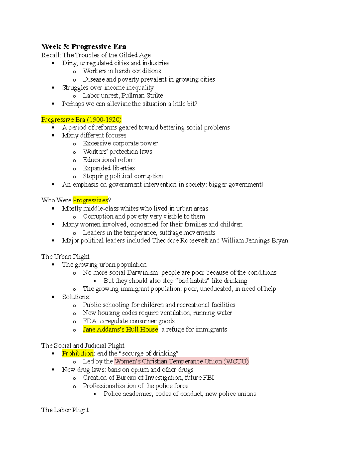 AMH 2020: Progressive Era - Week 5: Progressive Era Recall: The ...
