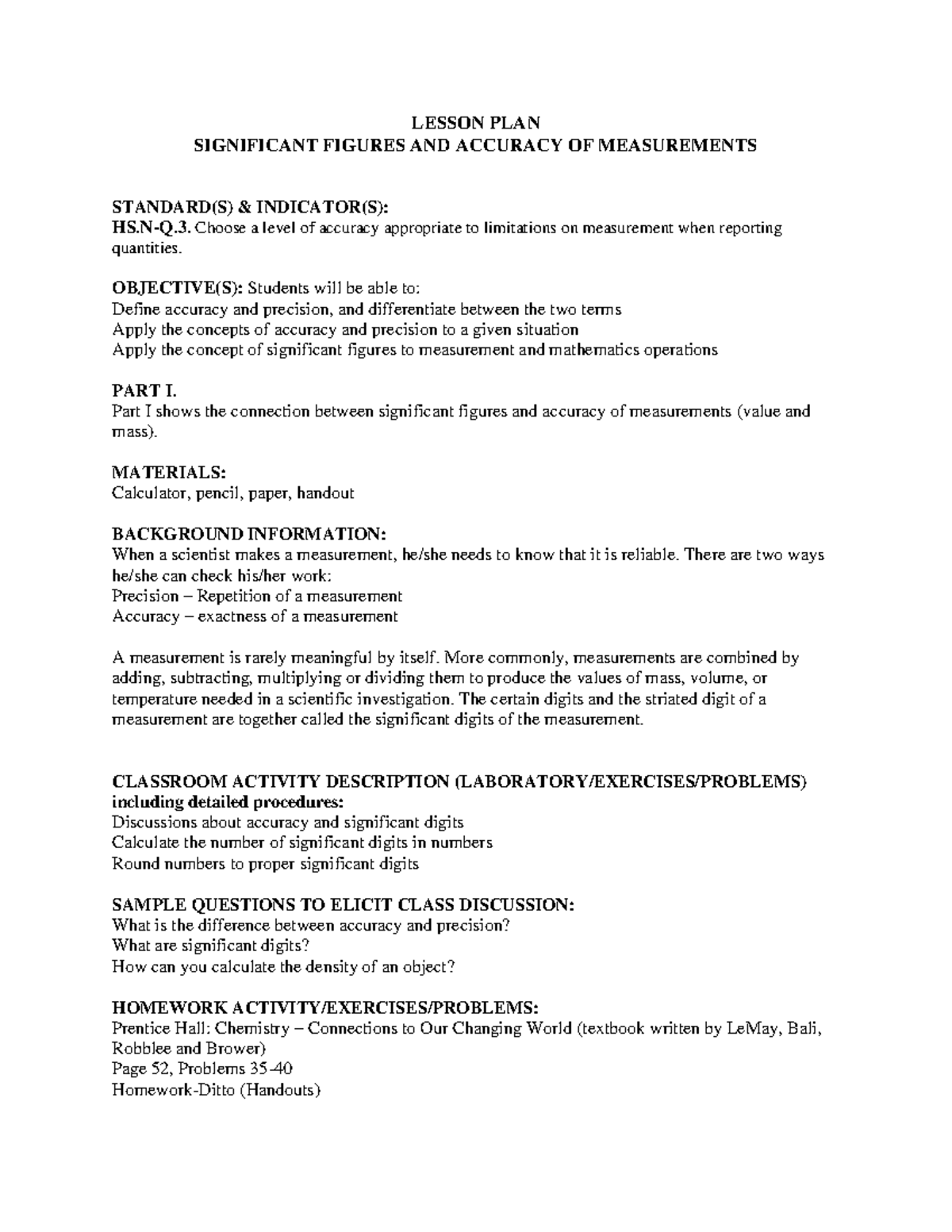Accuracy-of-Measurement - LESSON PLAN SIGNIFICANT FIGURES AND ACCURACY ...