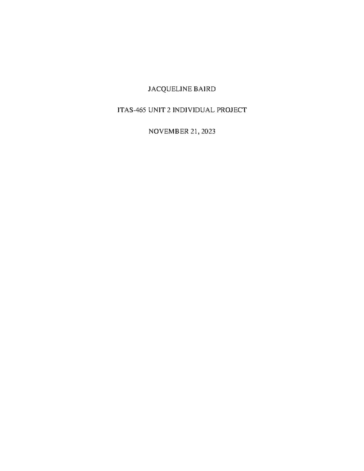 Unit 2 Individual Project Ethical Hacking - JACQUELINE BAIRD ITAS- 465 ...