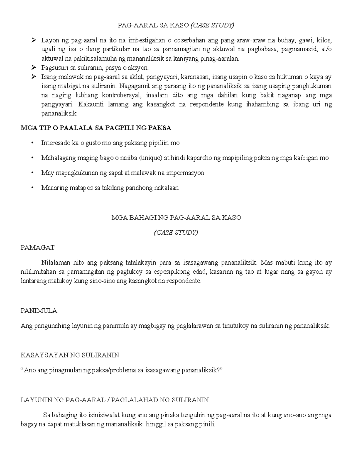 475265257-PAG- Aaral-SA-KASO-2 - PAG-AARAL SA KASO (CASE STUDY) Layon ...