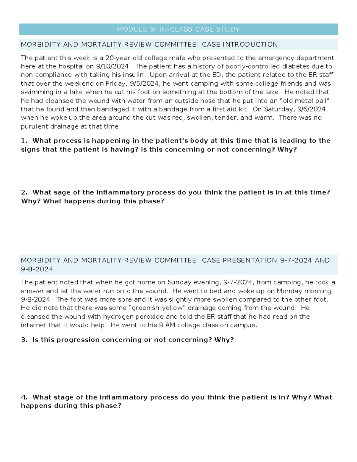 Module 9 In Class Case Study - MODULE 9: IN-CLASS CASE STUDY MORBIDITY ...