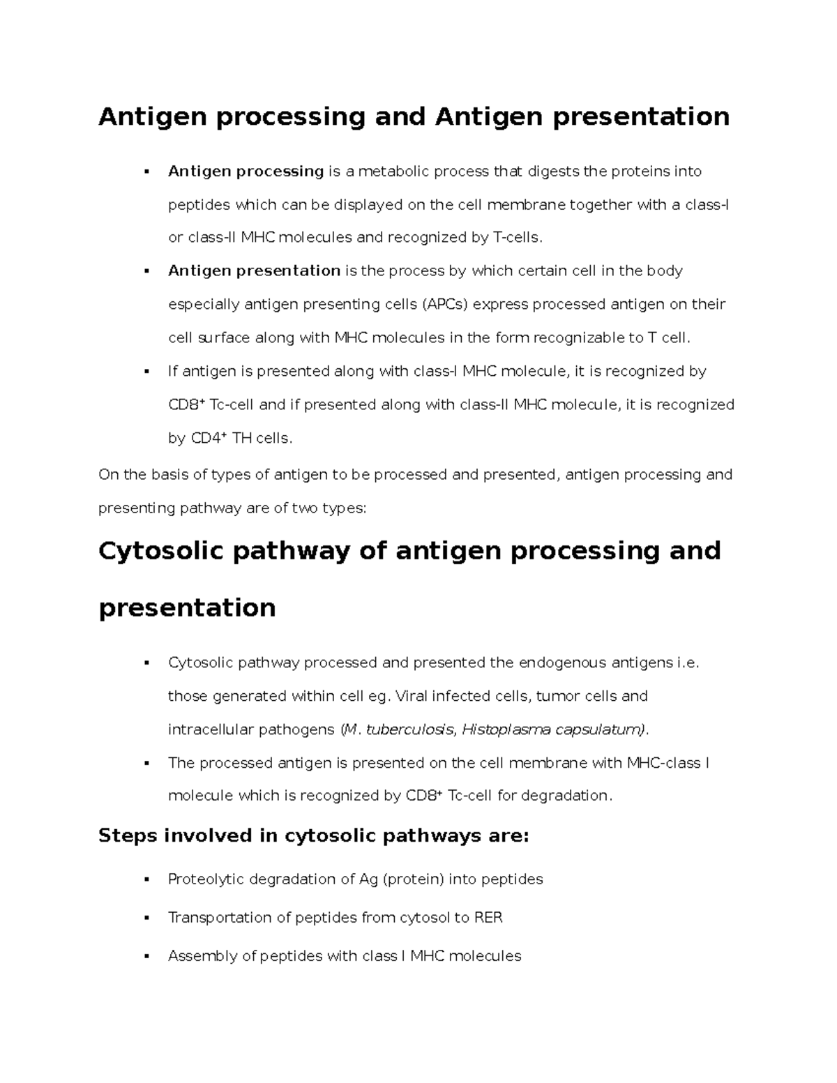 Biology Science 165 - Antigen processing and Antigen presentation ...