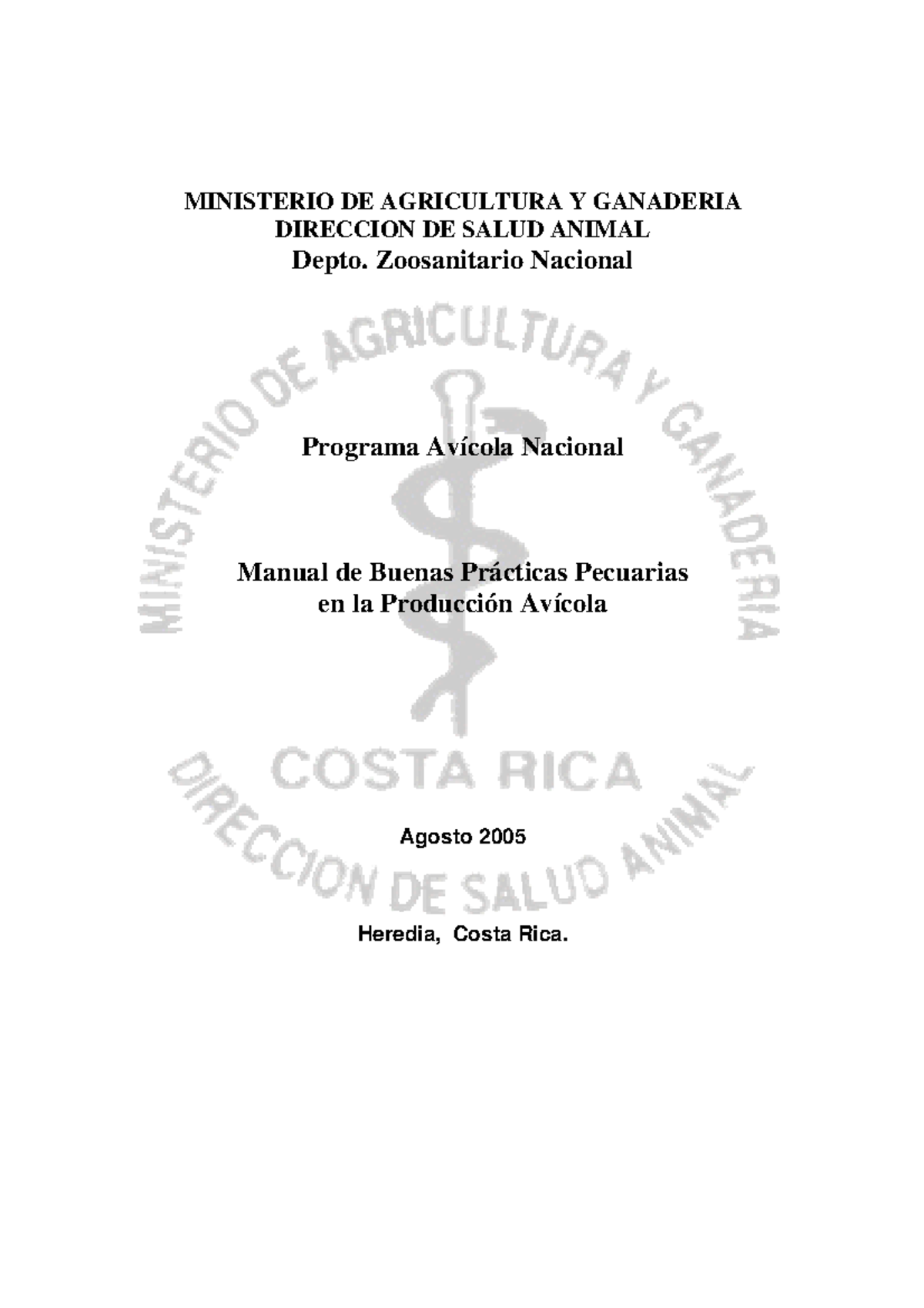 Manual de Buenas Practicas Pecuarias en la Produccion Avicola - MINISTERIO DE AGRICULTURA Y ...