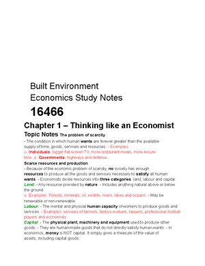 Economics notes - Built environment economics Chapter 1 – Thinking like ...