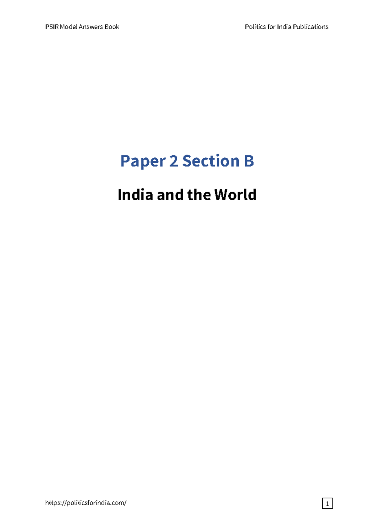 Paper 2 Section B - politicsforindia products@politicsforindia ...