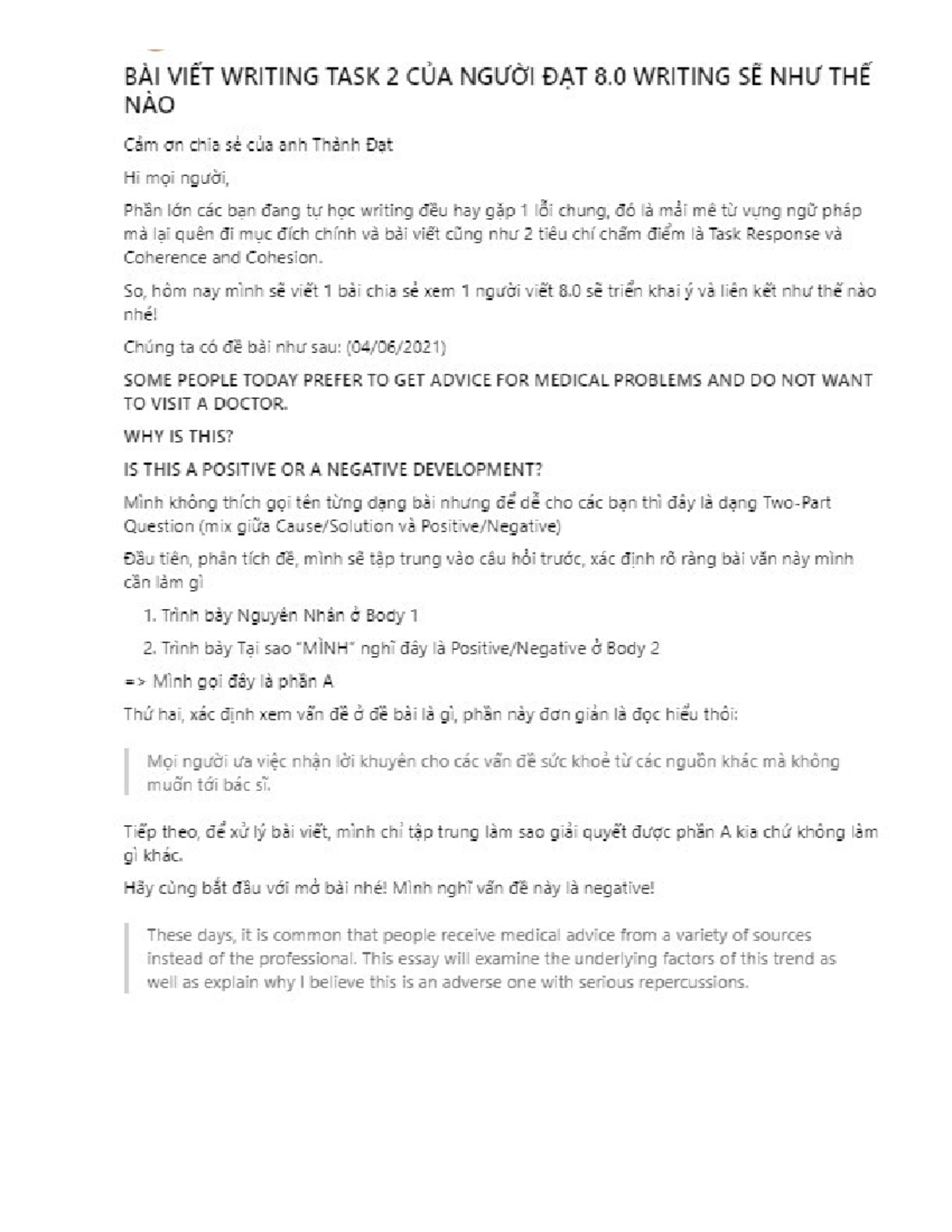 Sample Writing BAND 8 & Mindset - English - Studocu