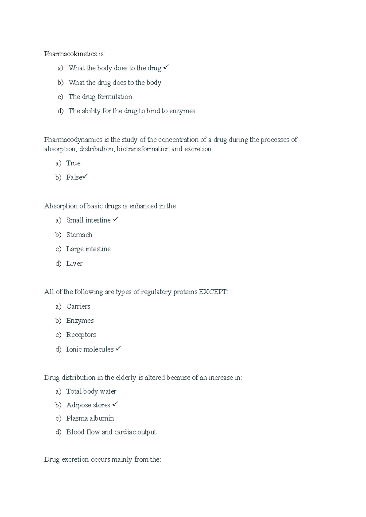 Multichoice-answers - Practice questions from course - Pharmacokinetics ...