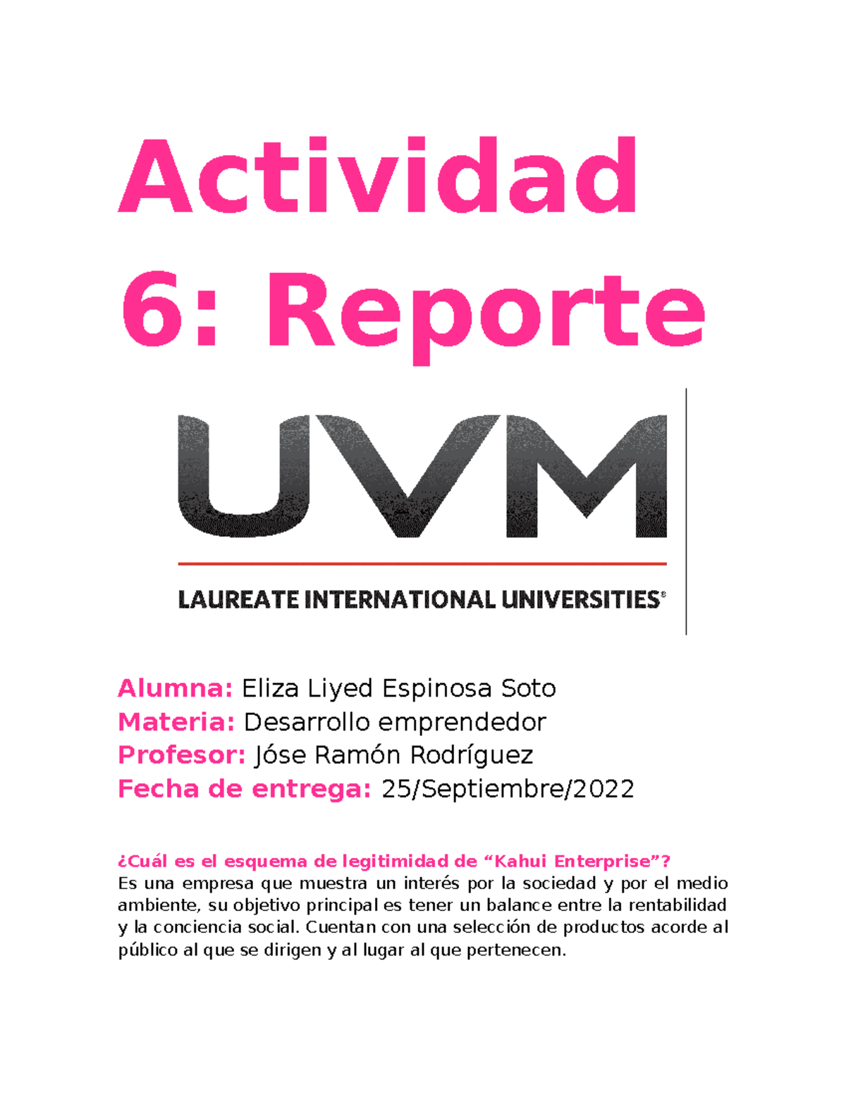 Aeles - A6 DESARROLLO Y ADMIN DE PROYECTOS - Actividad 6: Reporte ...