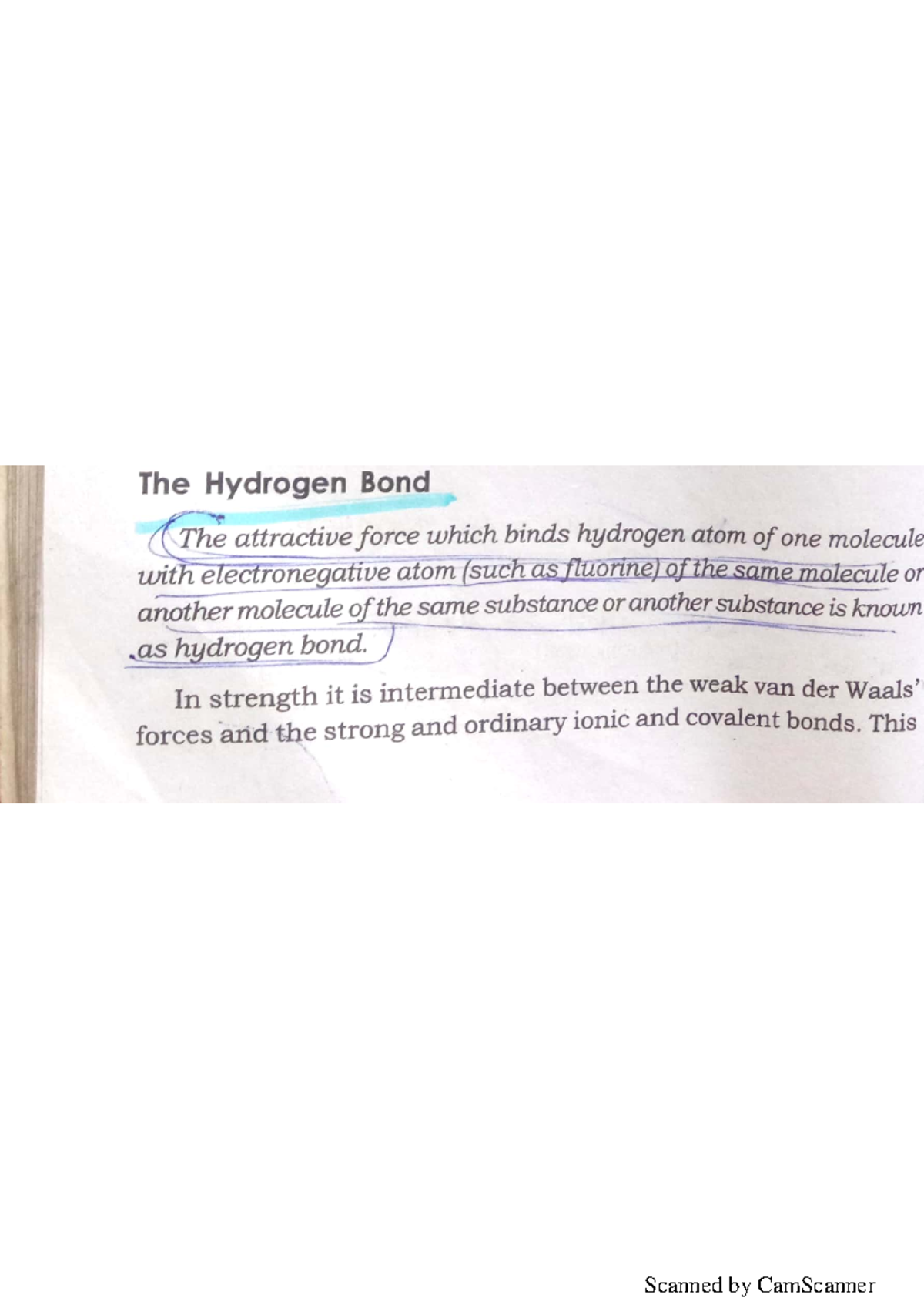 The Hydrogen bond - It's lecture notes - Inorganic Chemistry I - Studocu