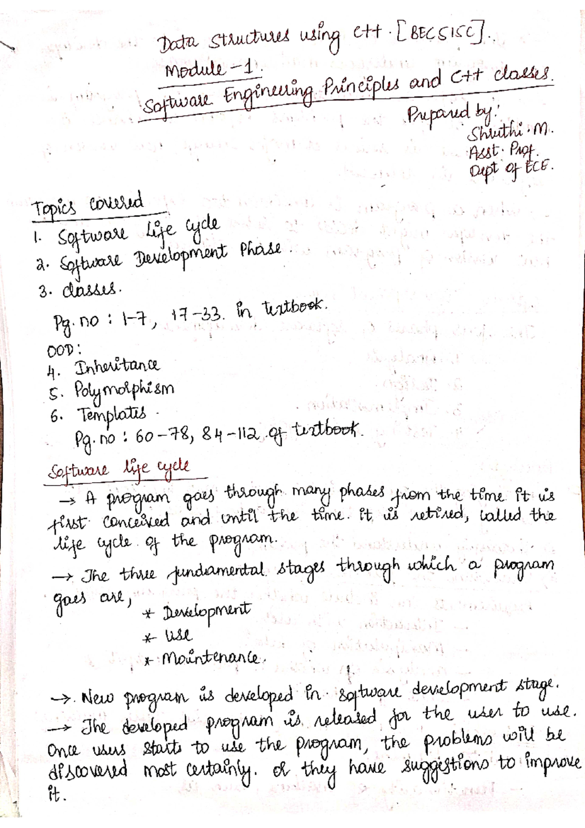Unit 1 part 1 - Handwritten notes - Data Structures using ett Software ...