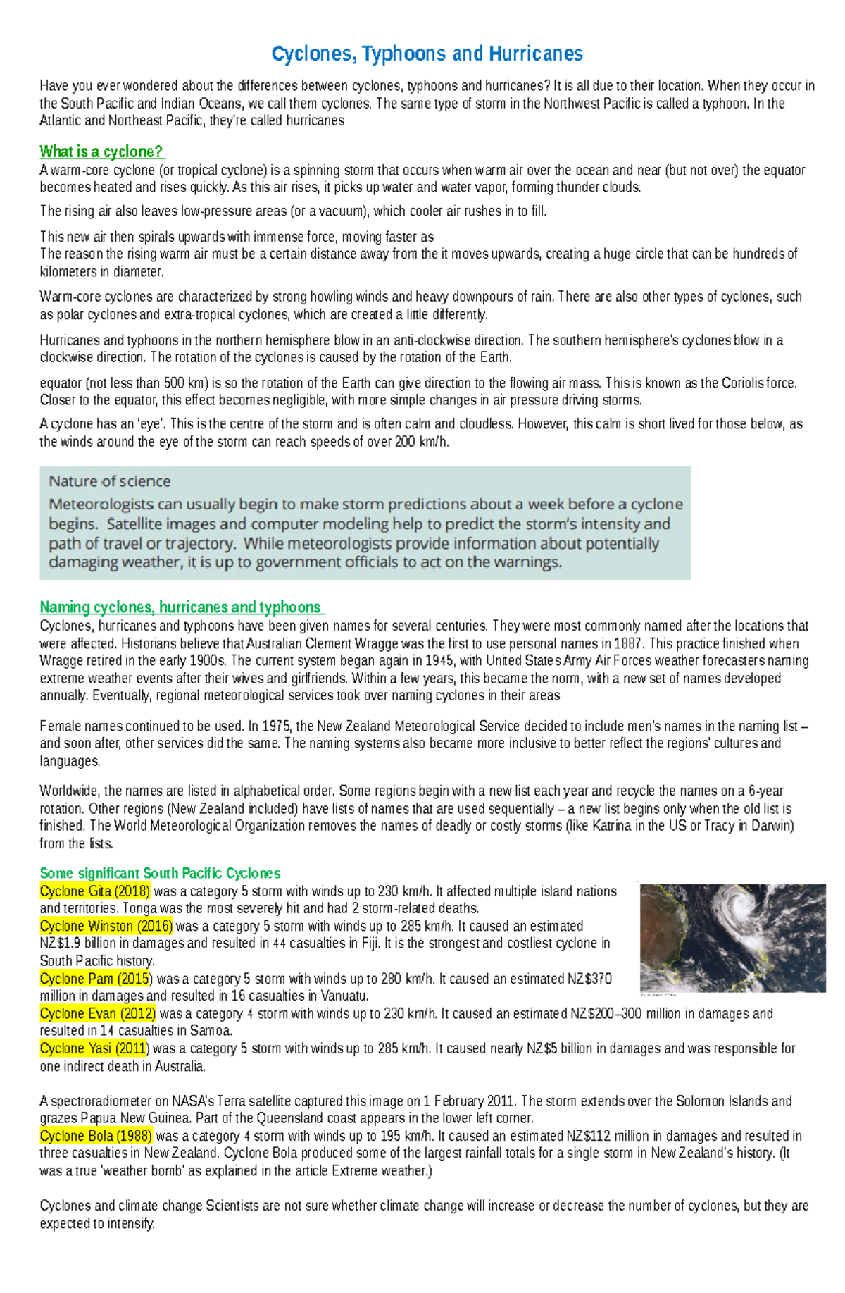During Reading reading text cyclone - Cyclones, Typhoons and Hurricanes ...