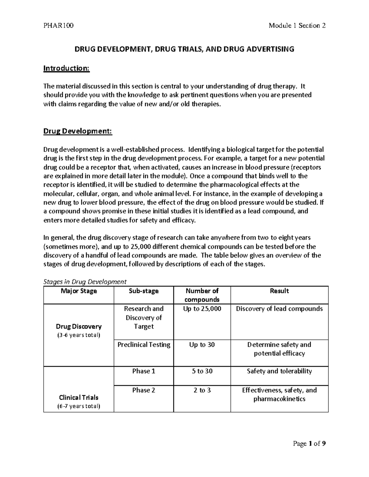 Phar 1 Notes For The First Week Of Phar 100 Warning Tt Undefined Function 32 Warning Tt