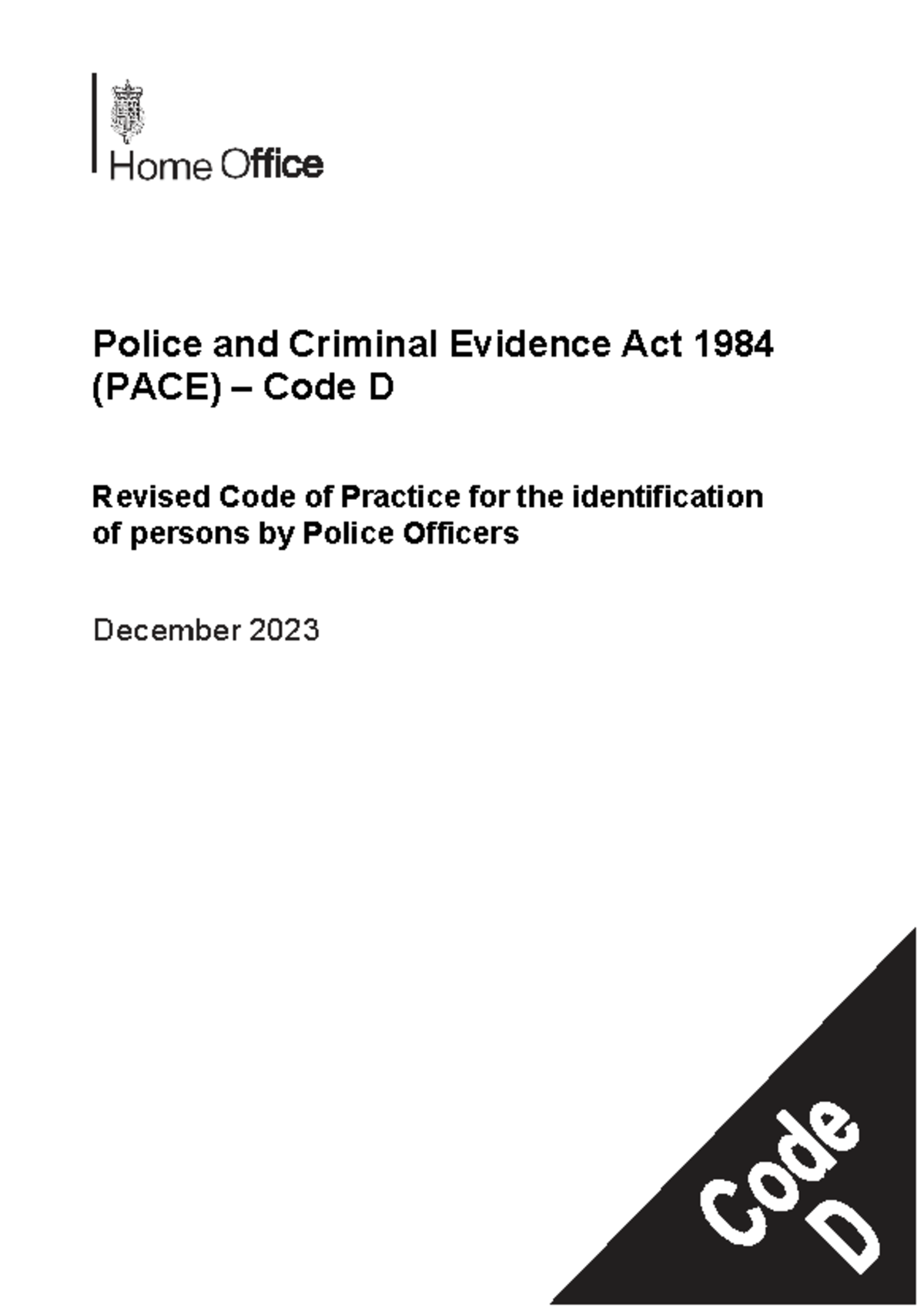 PACE+Code+D+2023 - Statute - Police and Criminal Evidence Act 1984 ...