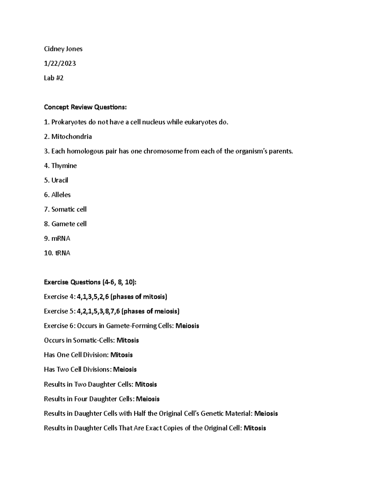 Anthropology Lab 2 - Cidney Jones 1/22/ Lab # Concept Review Questions ...