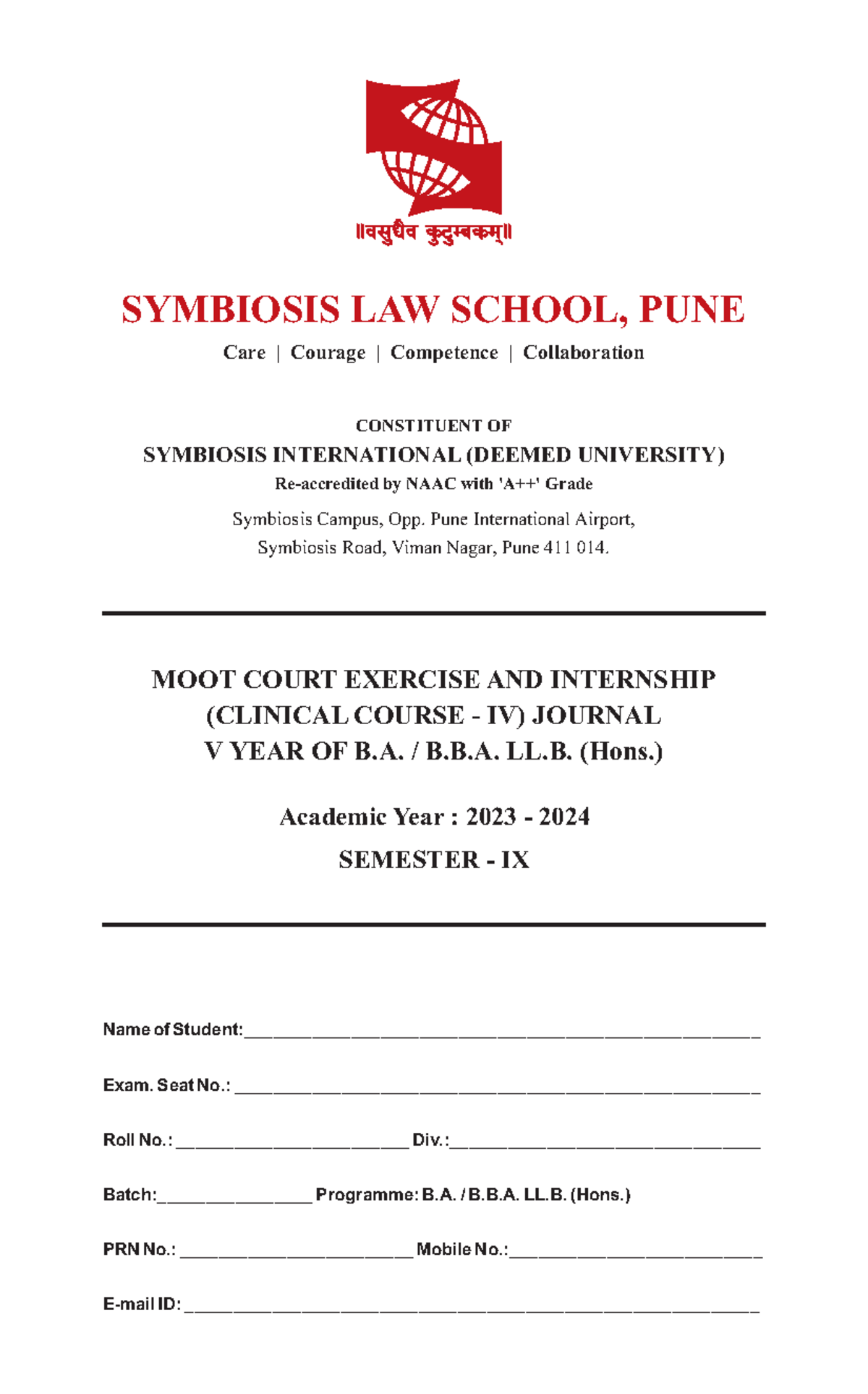 Sample Moot Court Exercise Journal - V Year of B.A B.B.A. LL.B. (Hons ...