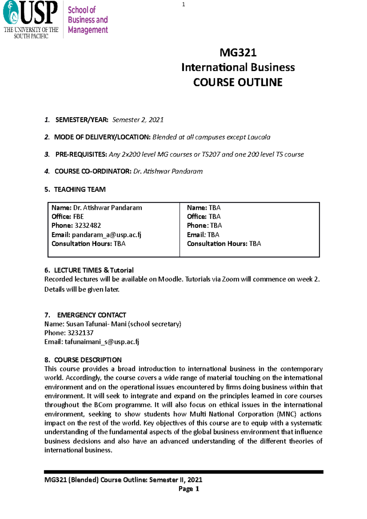 MG321 Course Outline 2021 Blended sem 2 2021 - MG International ...