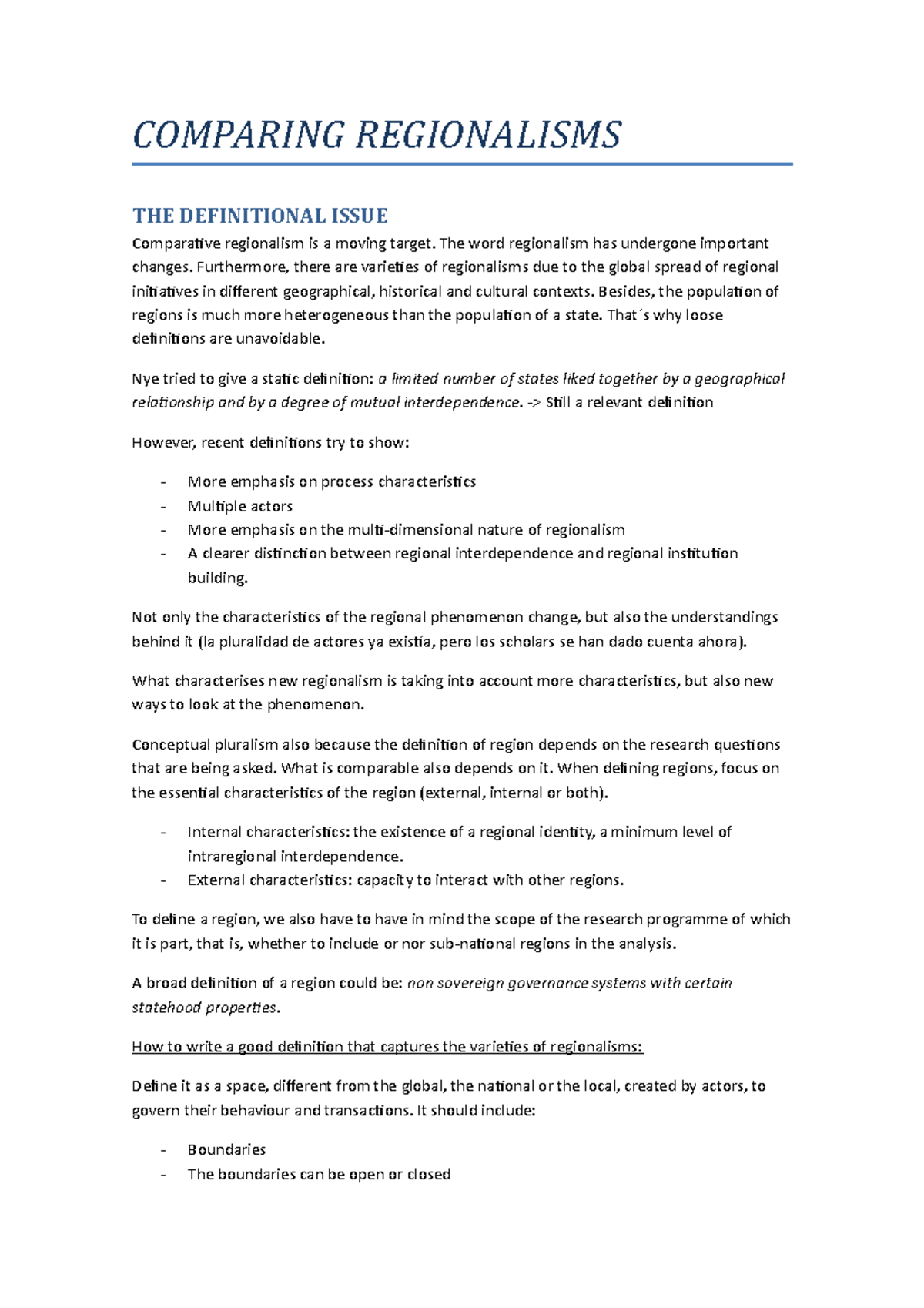 Comparing Regionalisms - COMPARING REGIONALISMS THE DEFINITIONAL ISSUE ...