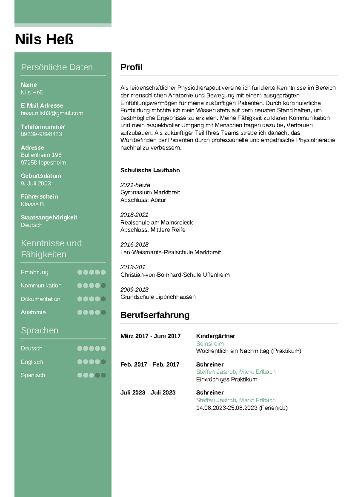 Lebenslauf-Nils-Heß - Lebenslauf schreiben - Nils Heß Persönliche Daten ...