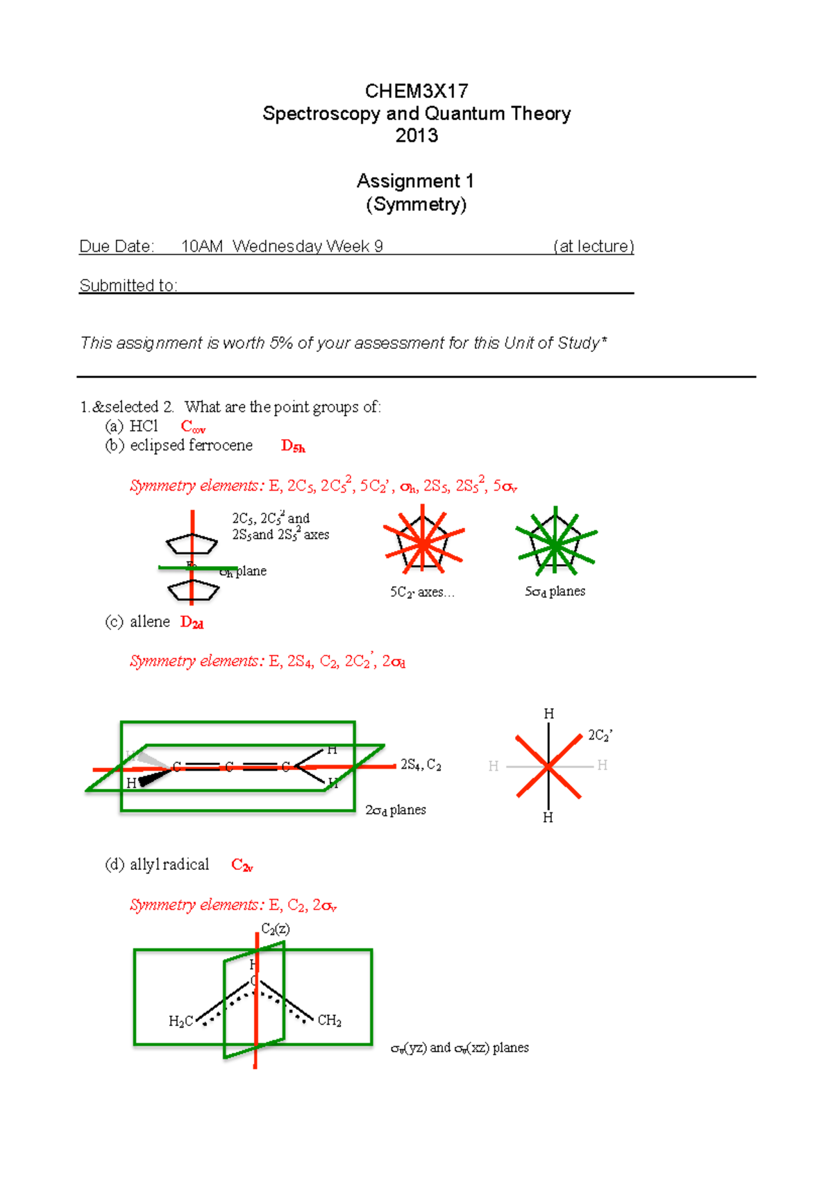 H2o2 - Point group - CHEM3X 17 Spectroscopy and Quantum Theory 2013 ...