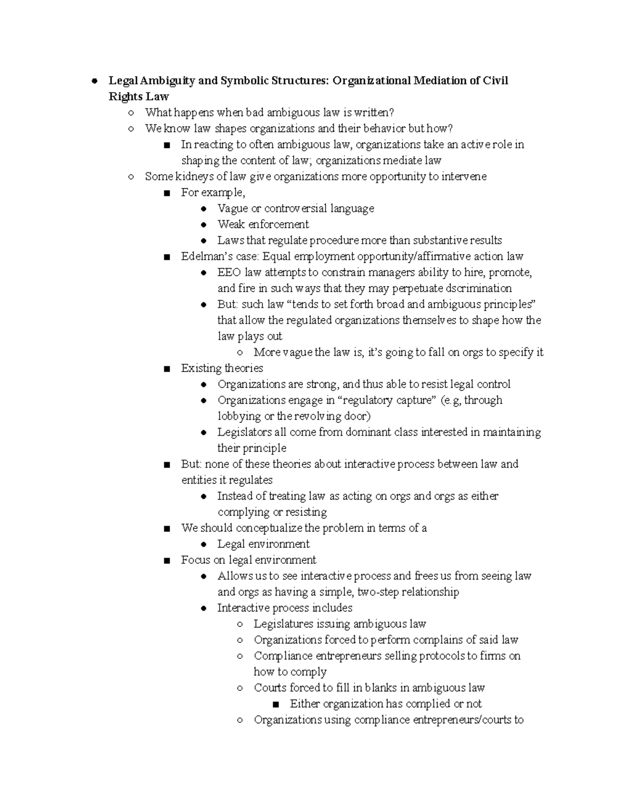 Legal Ambiguity and Symbolic Structures Organizational Mediation of ...