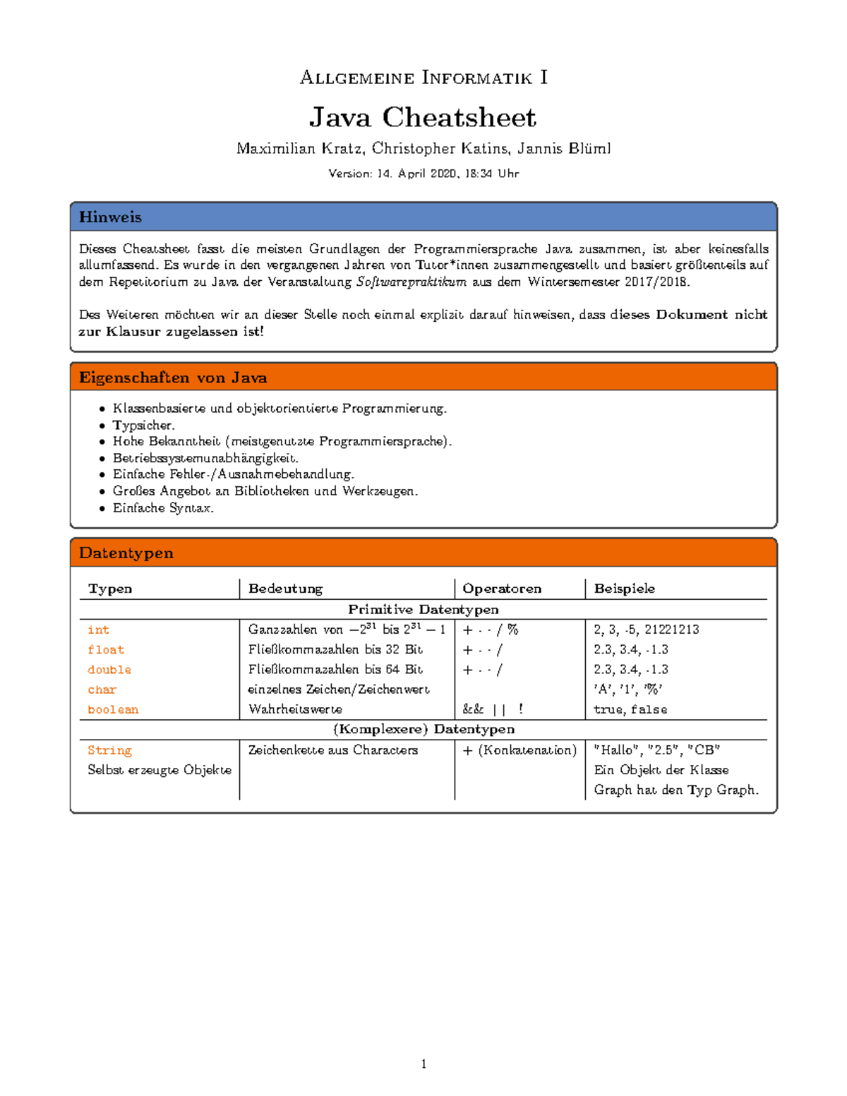 Cheatsheet-Java - Allgemeine Informatik I Java Cheatsheet Maximilian ...