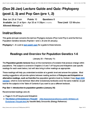 (Due 2 March) Lecture Guide and Quiz: Pop Gen (post 7, 8) and ...