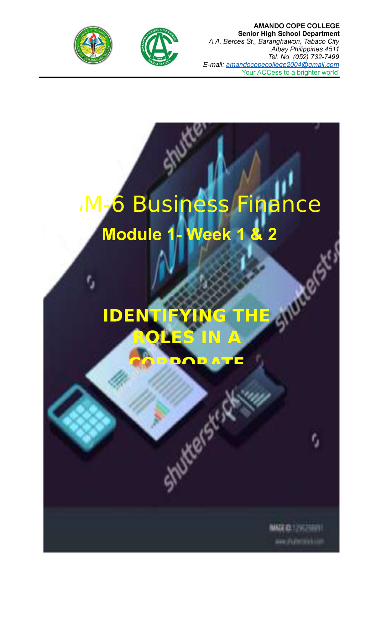 Amando COPE College - Lecture notes 1-10 - AMANDO COPE COLLEGE Senior ...