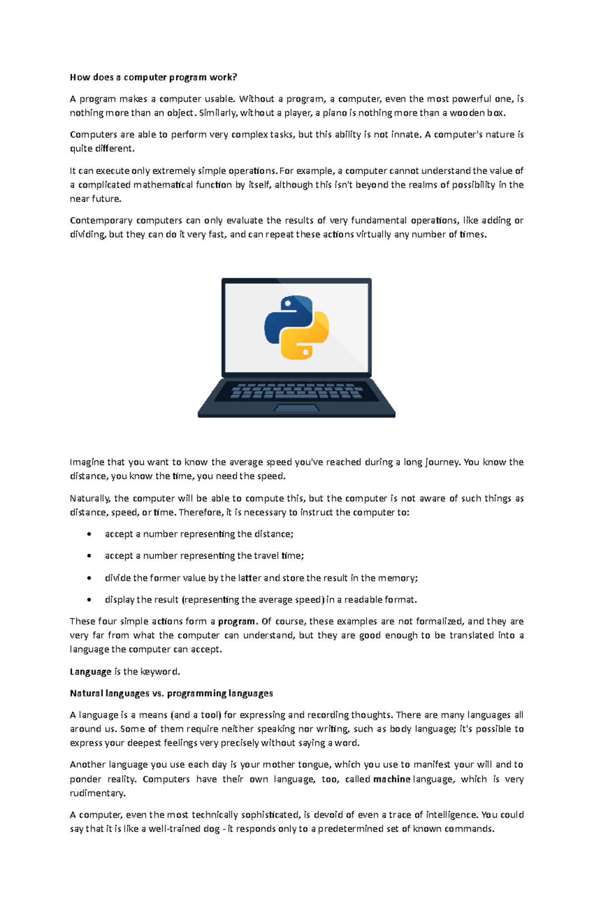 Python Essentials Lesson 1 - How does a computer program work? A ...