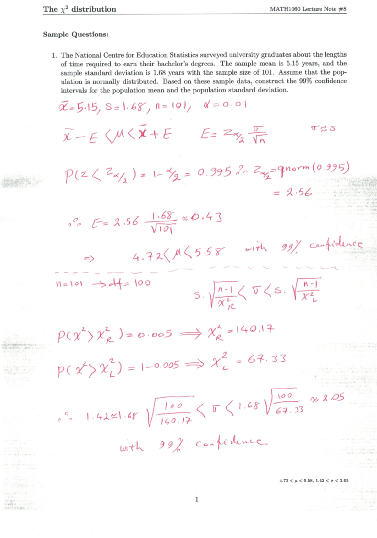 Lecture 08 - Sample Problems - Solutions Key - MATH 1115 - Studocu