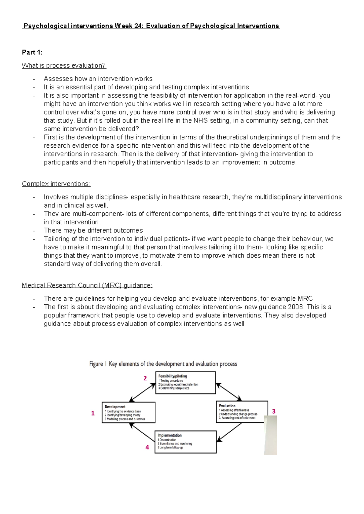 Psychological interventions Week 24 Evaluation of Psychological ...