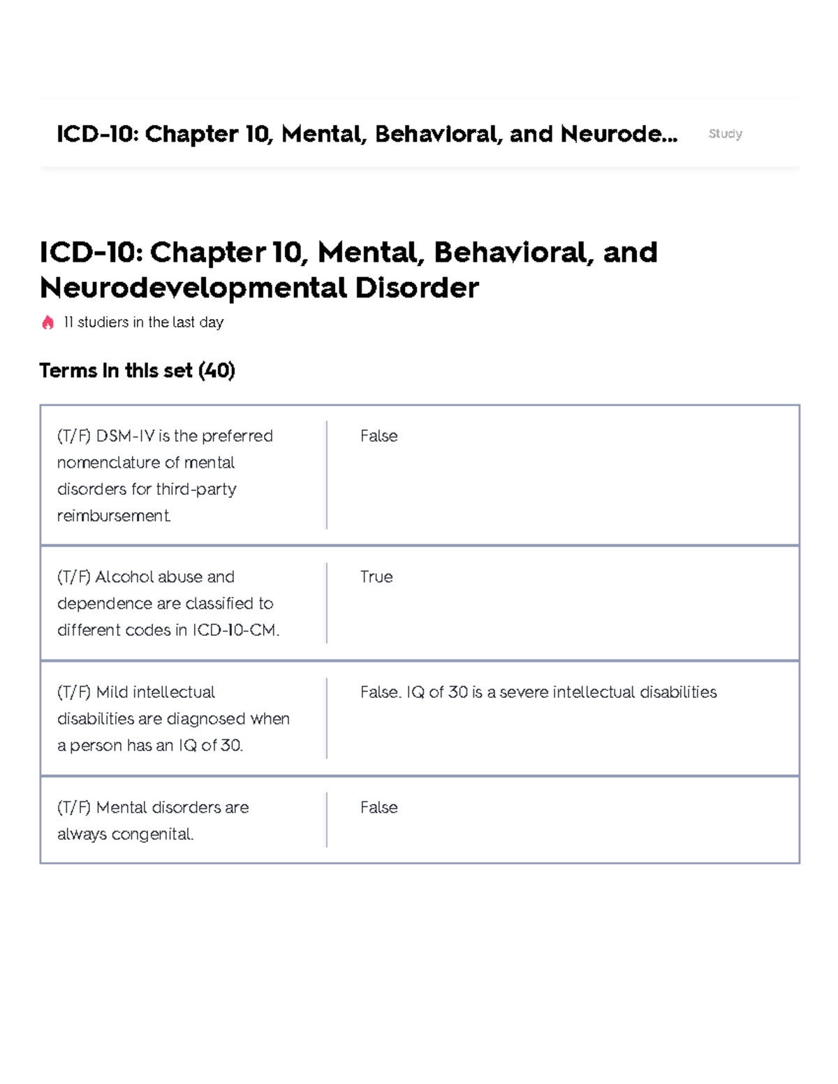 Chapter 10 Review - Upgrade ICD-10: Chapter 10, Mental, Behavioral, and ...