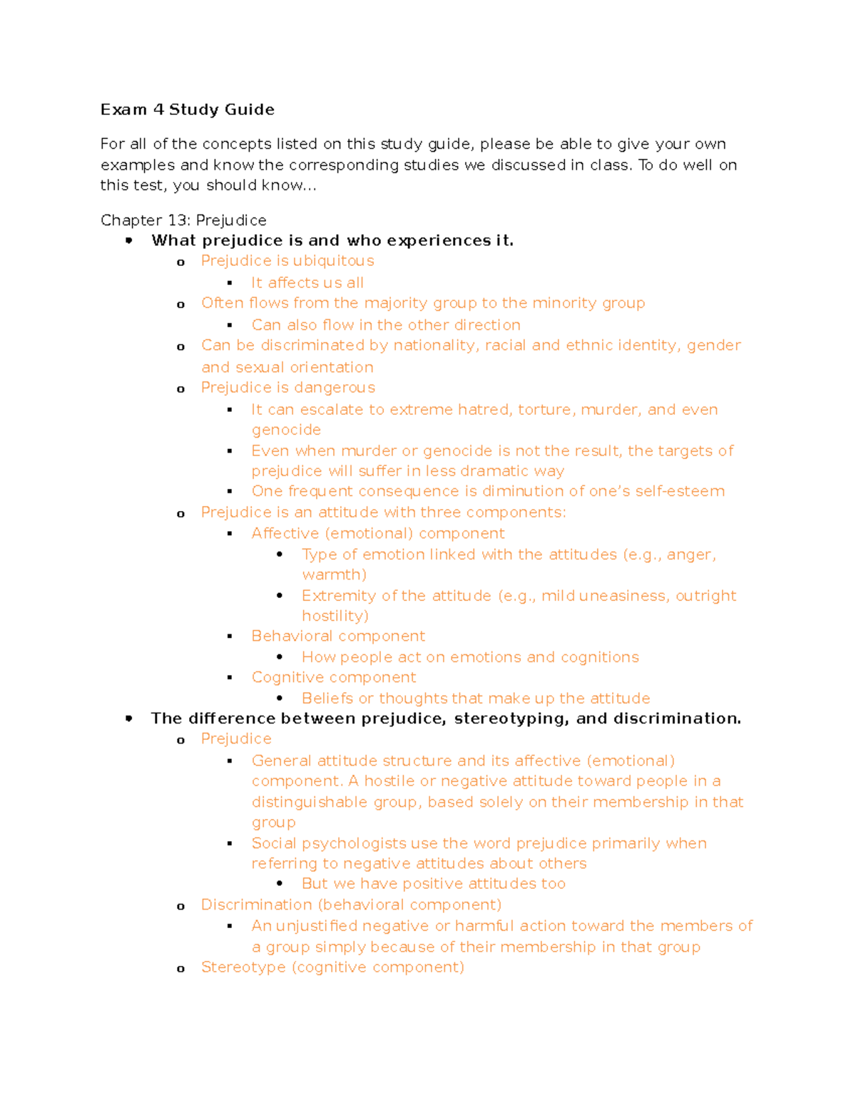 Exam 4 study guide - Elizabeth Fles - Exam 4 Study Guide For all of the ...