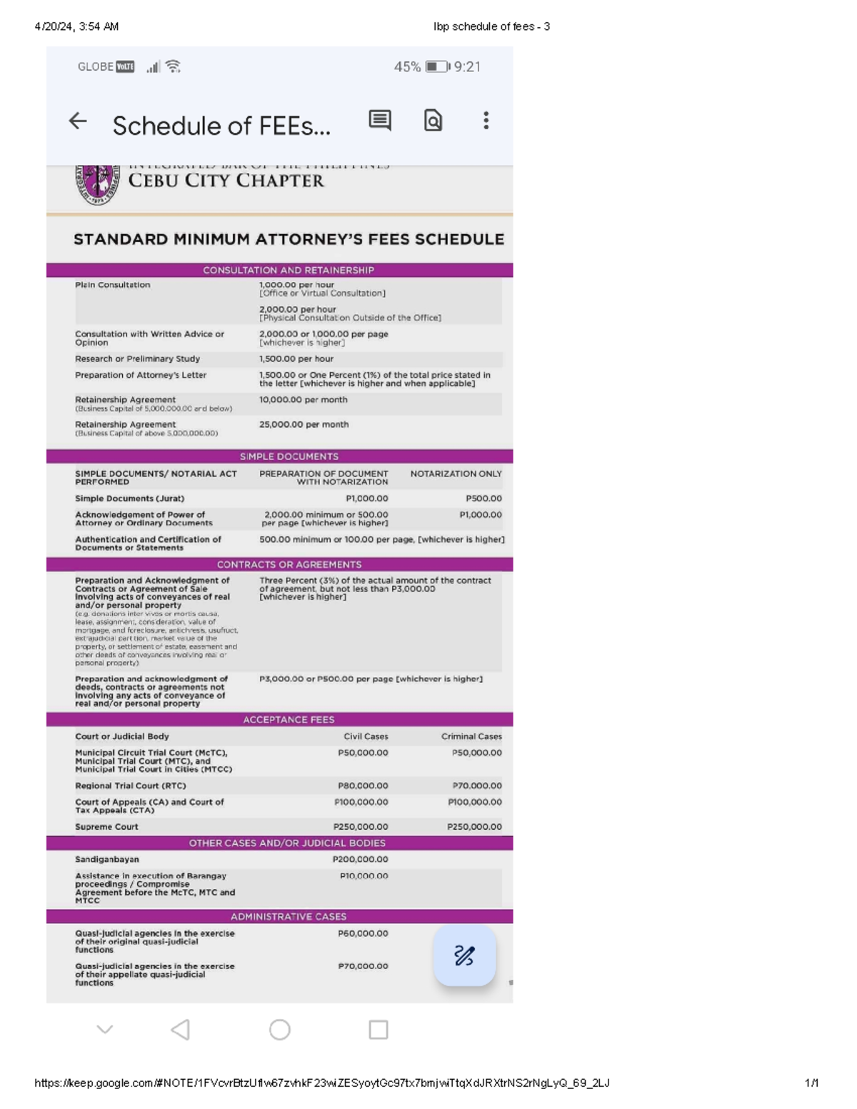 Ibp schedule of fees - 3 - IBP CEBU CITY CHAPTER RATES sample - 3:54 AM ...