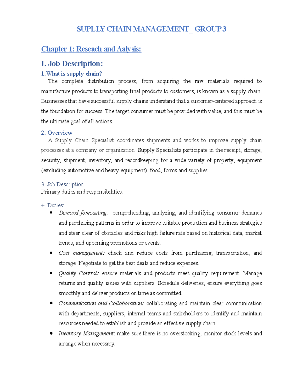Supply chain project - hihi - SUPLLY CHAIN MANAGEMENT_ GROUP 3 Chapter ...