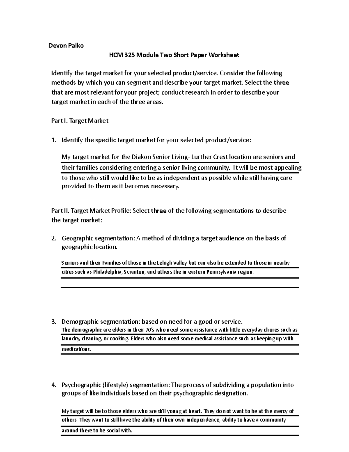 HCM 325 Module Two Short Paper Worksheet - Devon Palko HCM 325 Module ...