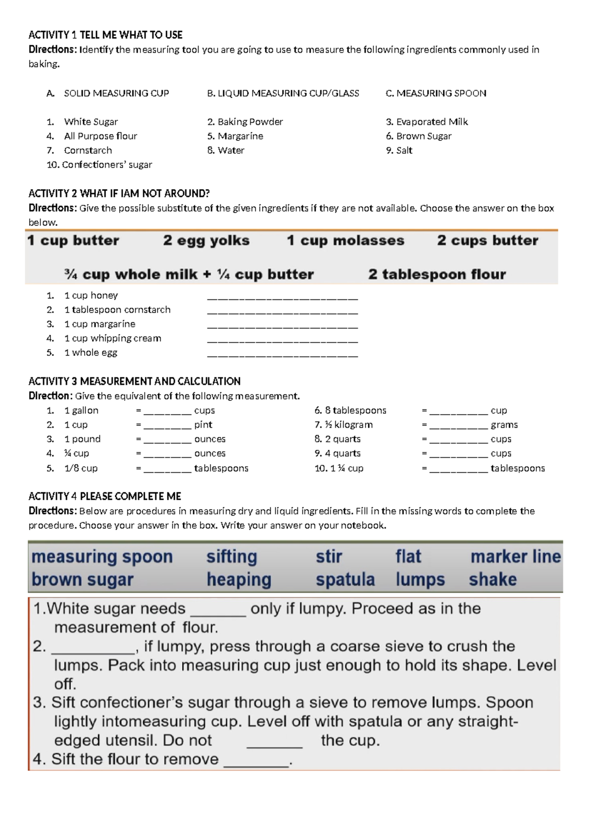 TLE 9 BPP Activity - ACTIVITY 1 TELL ME WHAT TO USE Directions ...