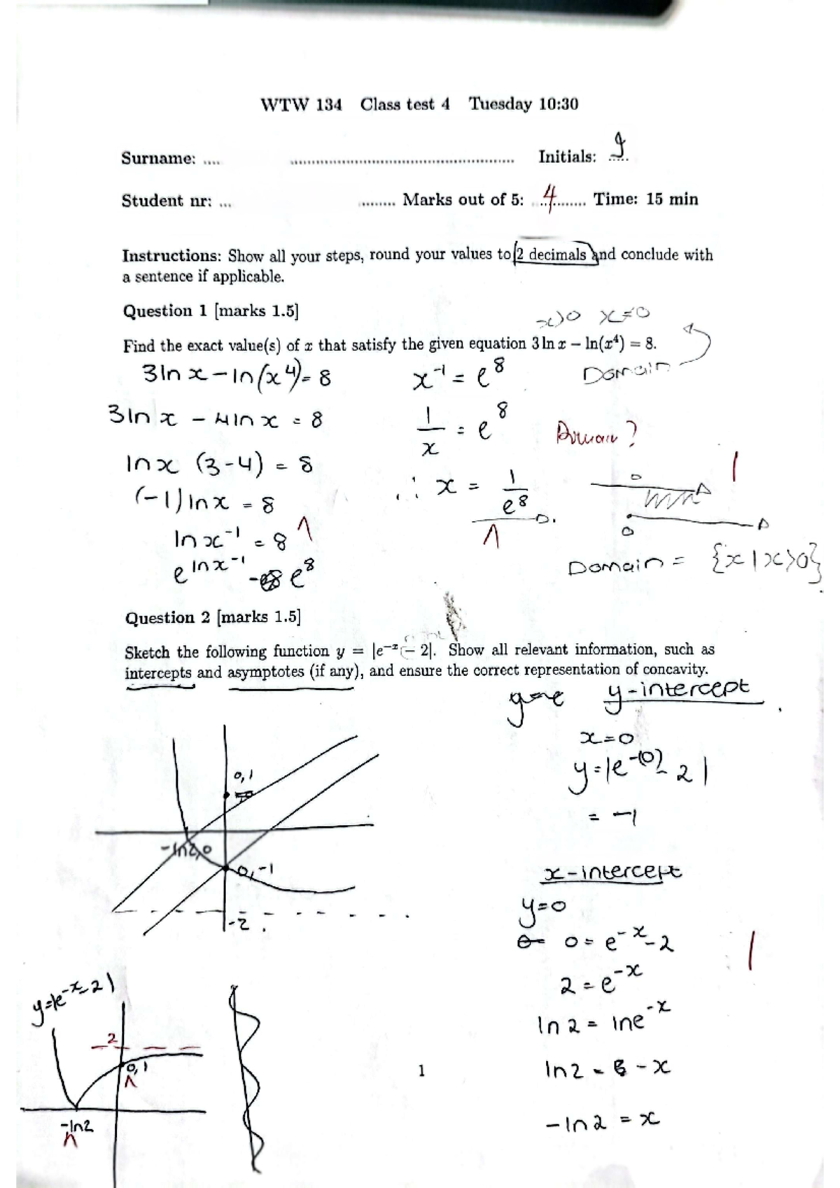 Class test 4 and memo - WTW 134 - Studocu