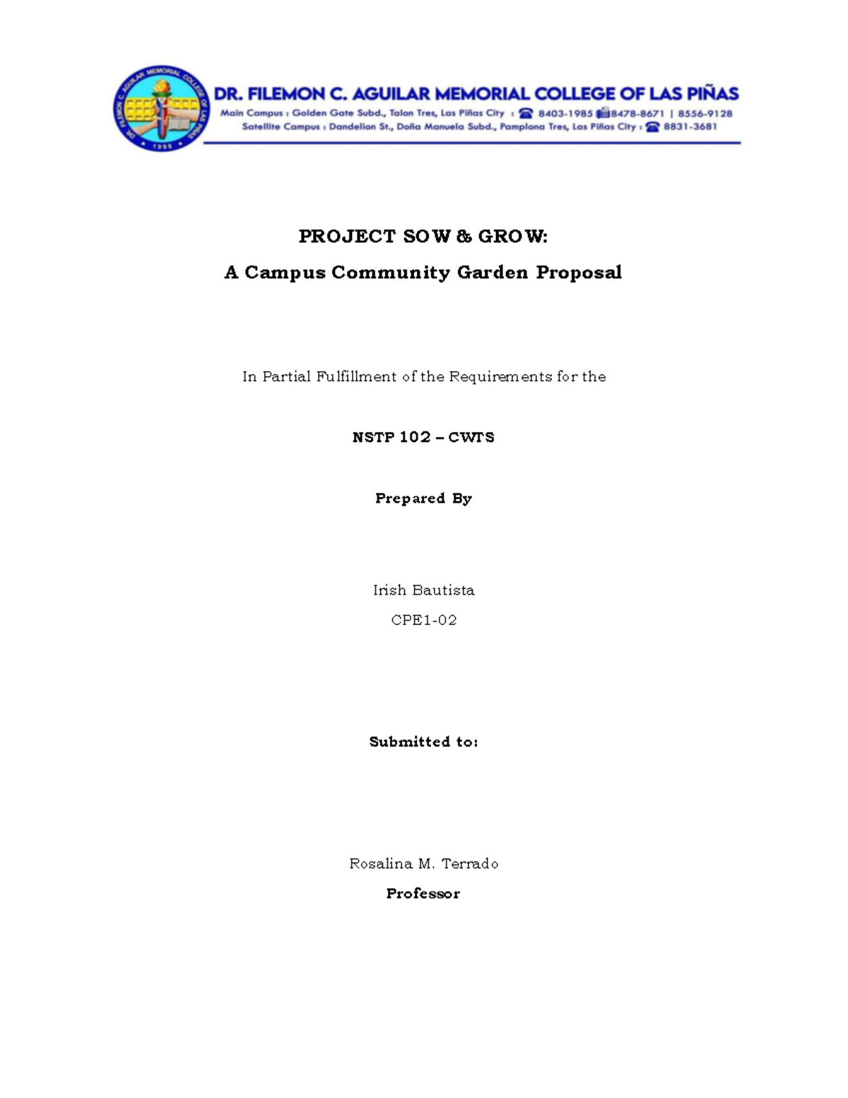 Project SOW & GROW - Lesson 1 to Lesson 8 - PROJECT SOW & GROW: A ...