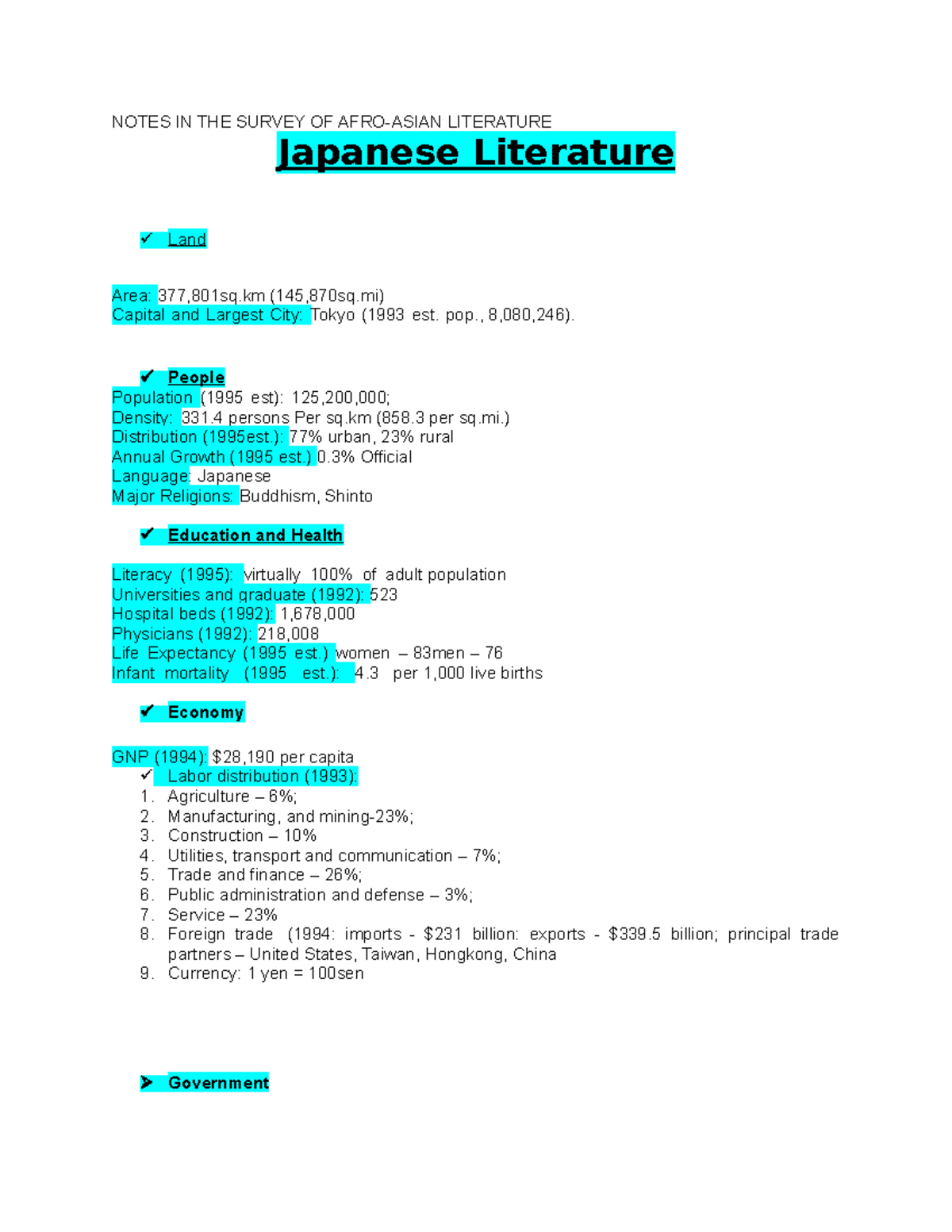 Japanese Literature - NOTES IN THE SURVEY OF AFRO-ASIAN LITERATURE ...