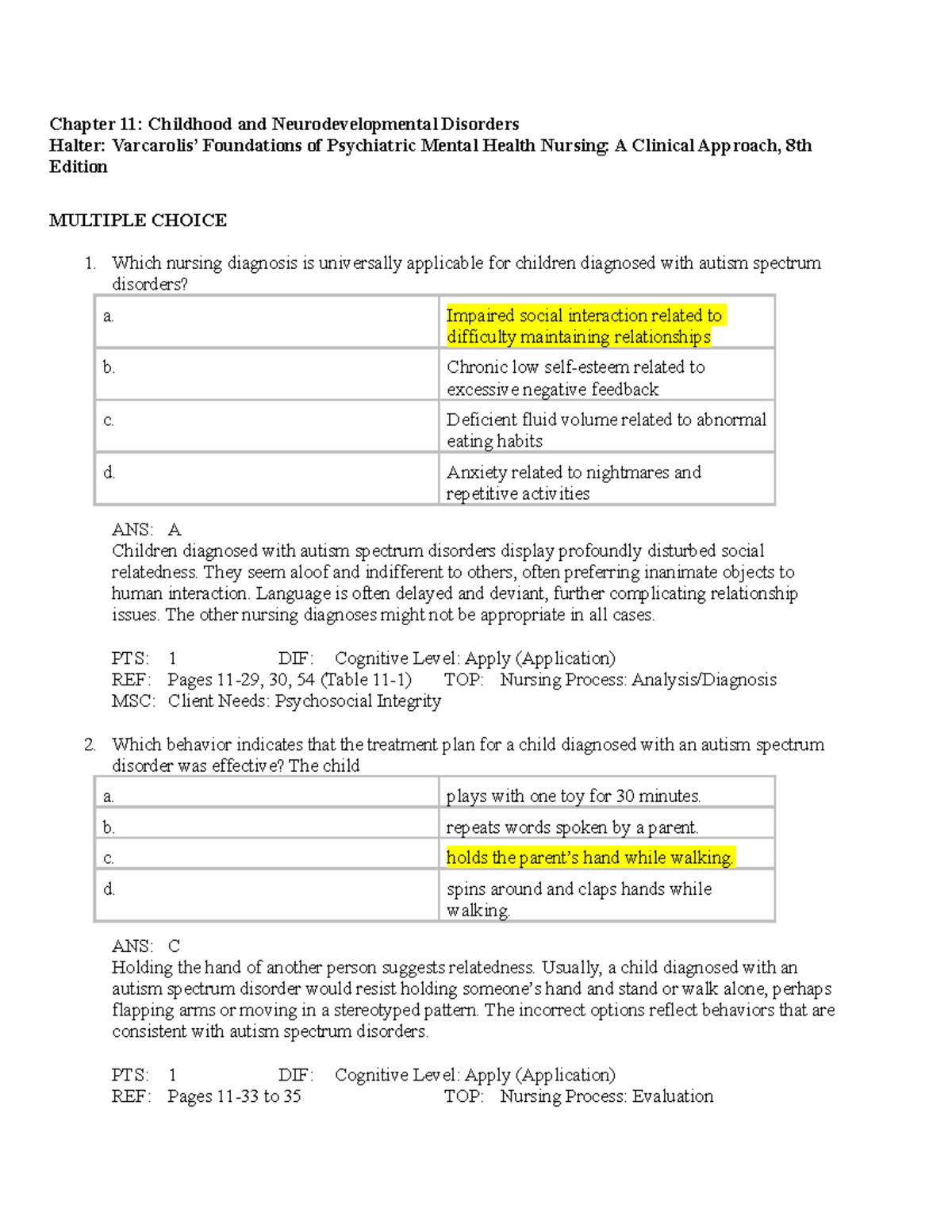 Final Exam Test Bank - Updated in 2022 - Chapter 11: Childhood and ...