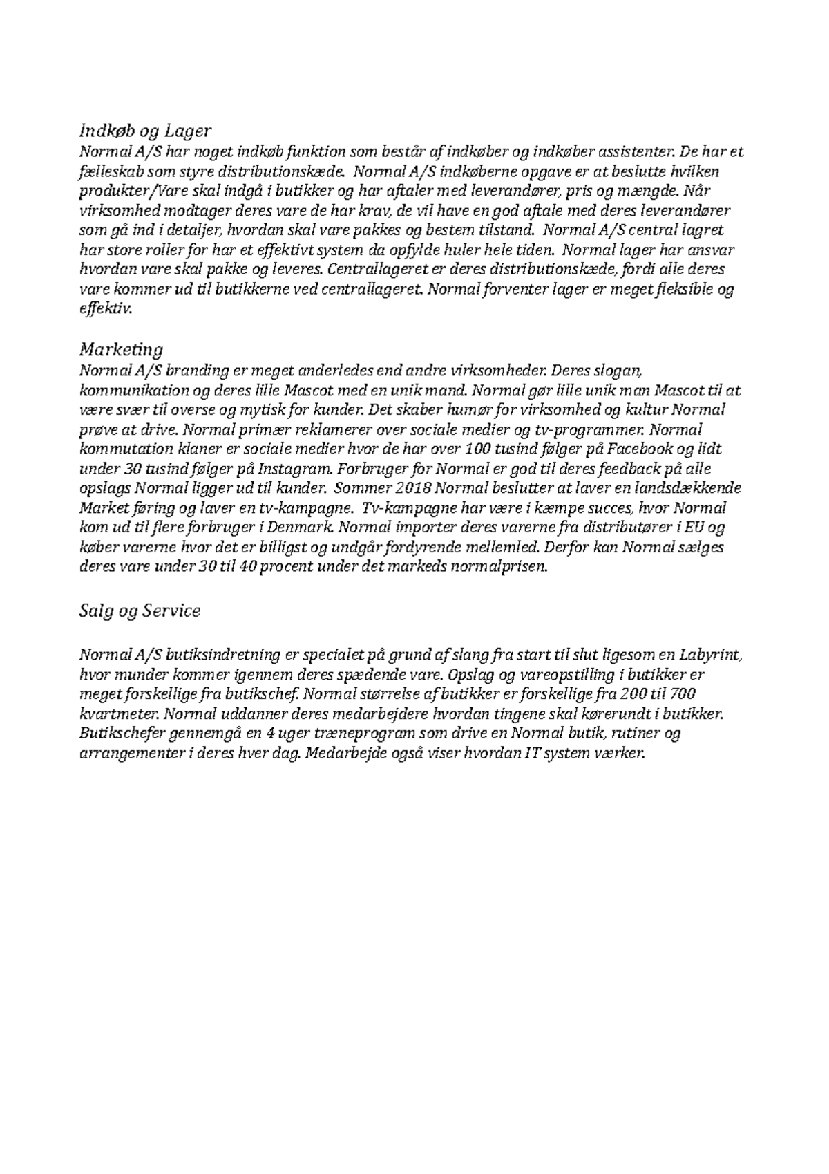 Normal værdikæde - etet - Indkøb og Lager Normal A/S har noget indkøb ...